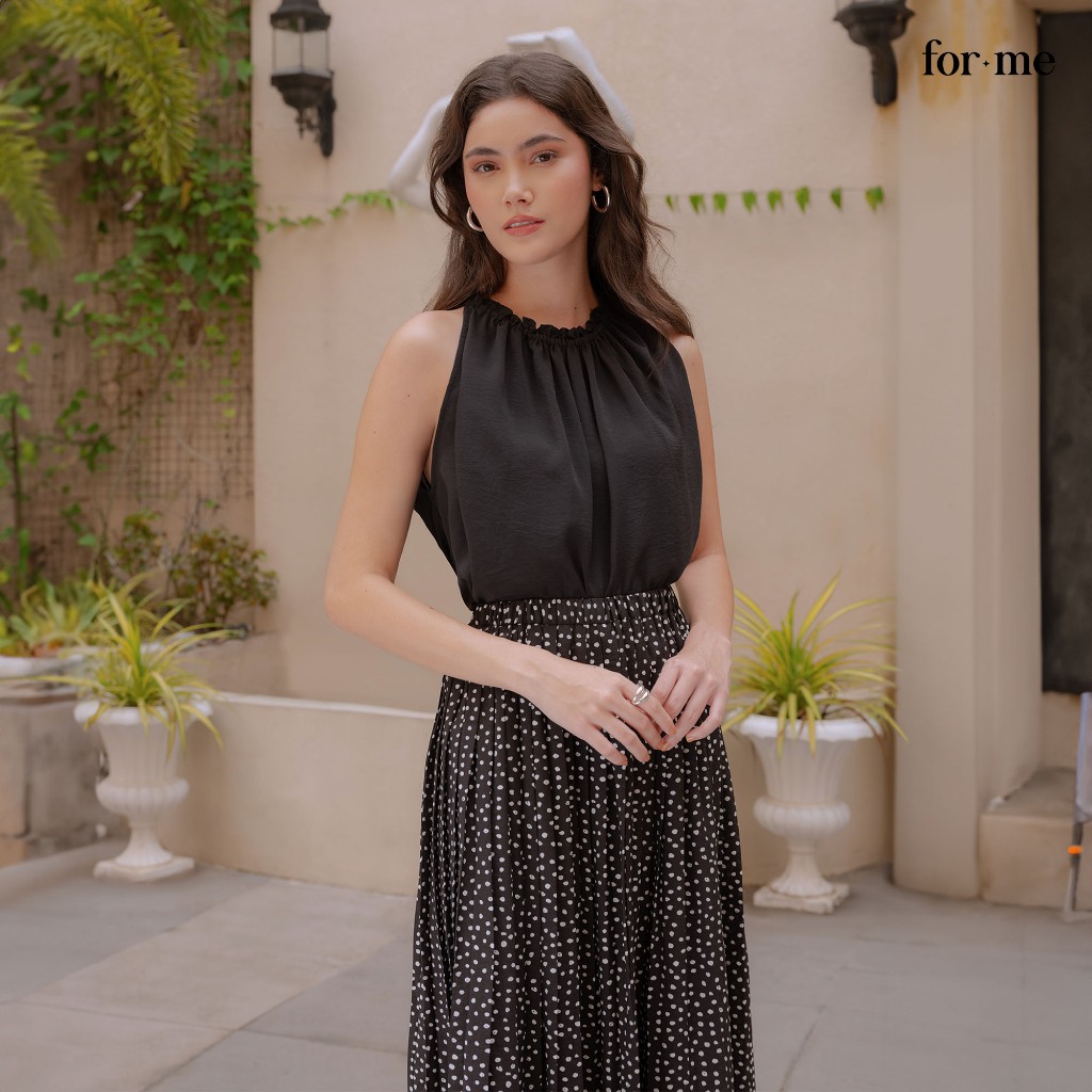 ForMe Ruffled Halter Top For Women (Black) | Shopee Philippines