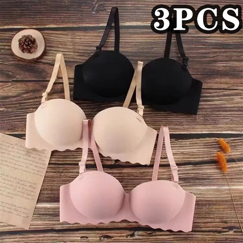 3pcs large size seamless bras women's push-up bras no steel ring sexy ...