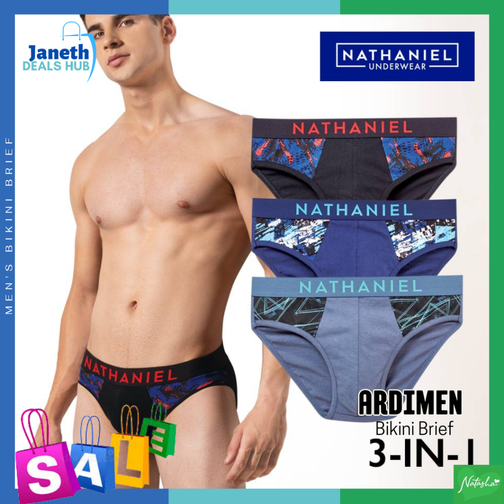 Natasha Nathaniel Men's 3-Pieces Bikini Brief Plain & Print | Shopee Philippines
