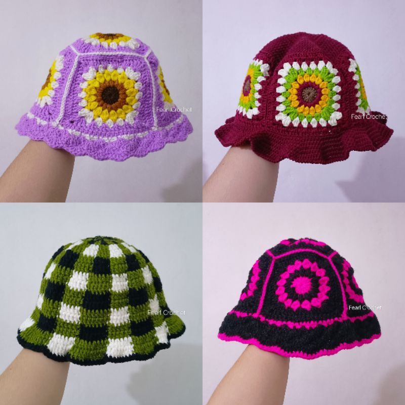 Crochet Bucket Hats, Handmade | Shopee Philippines