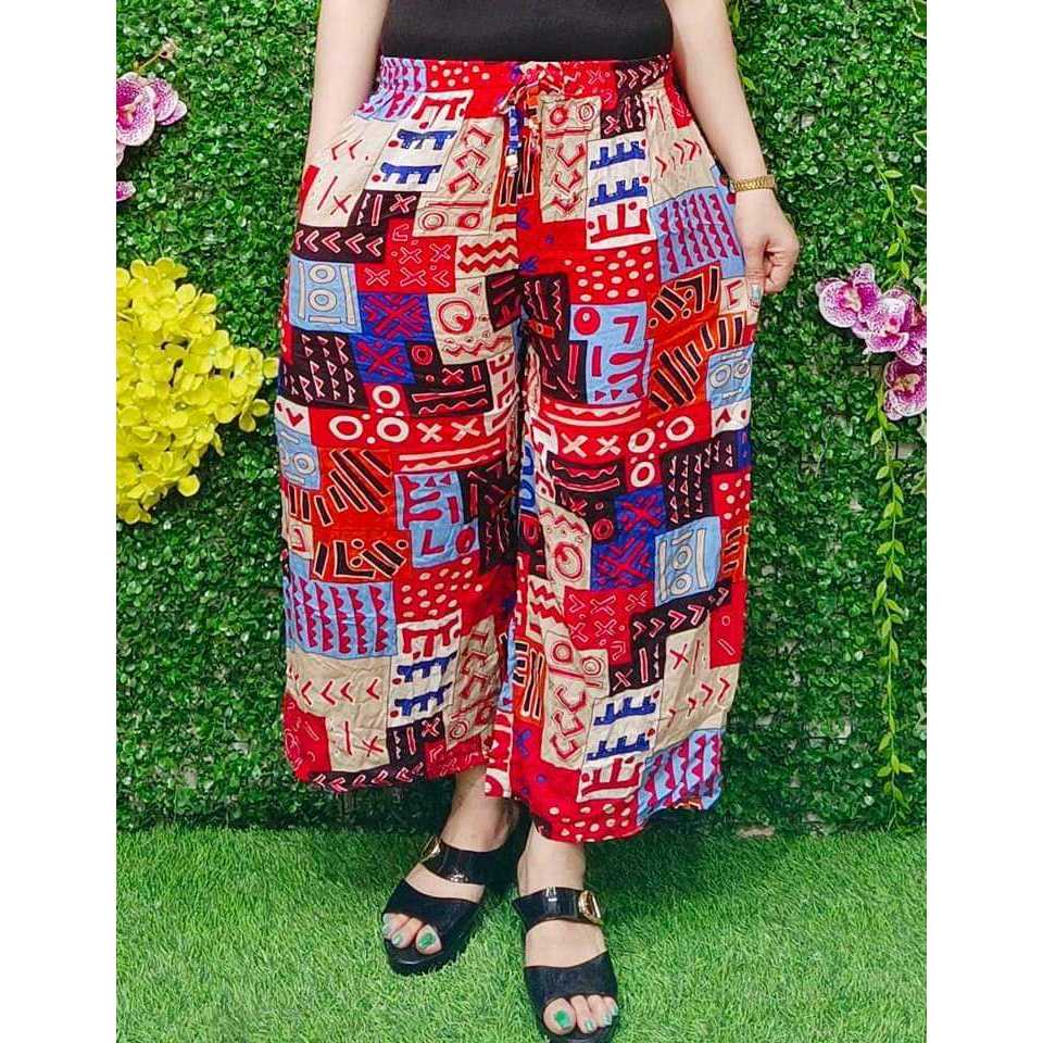 PLUS SIZE CHALLIS PRINTED SQUAREPANTS | Shopee Philippines