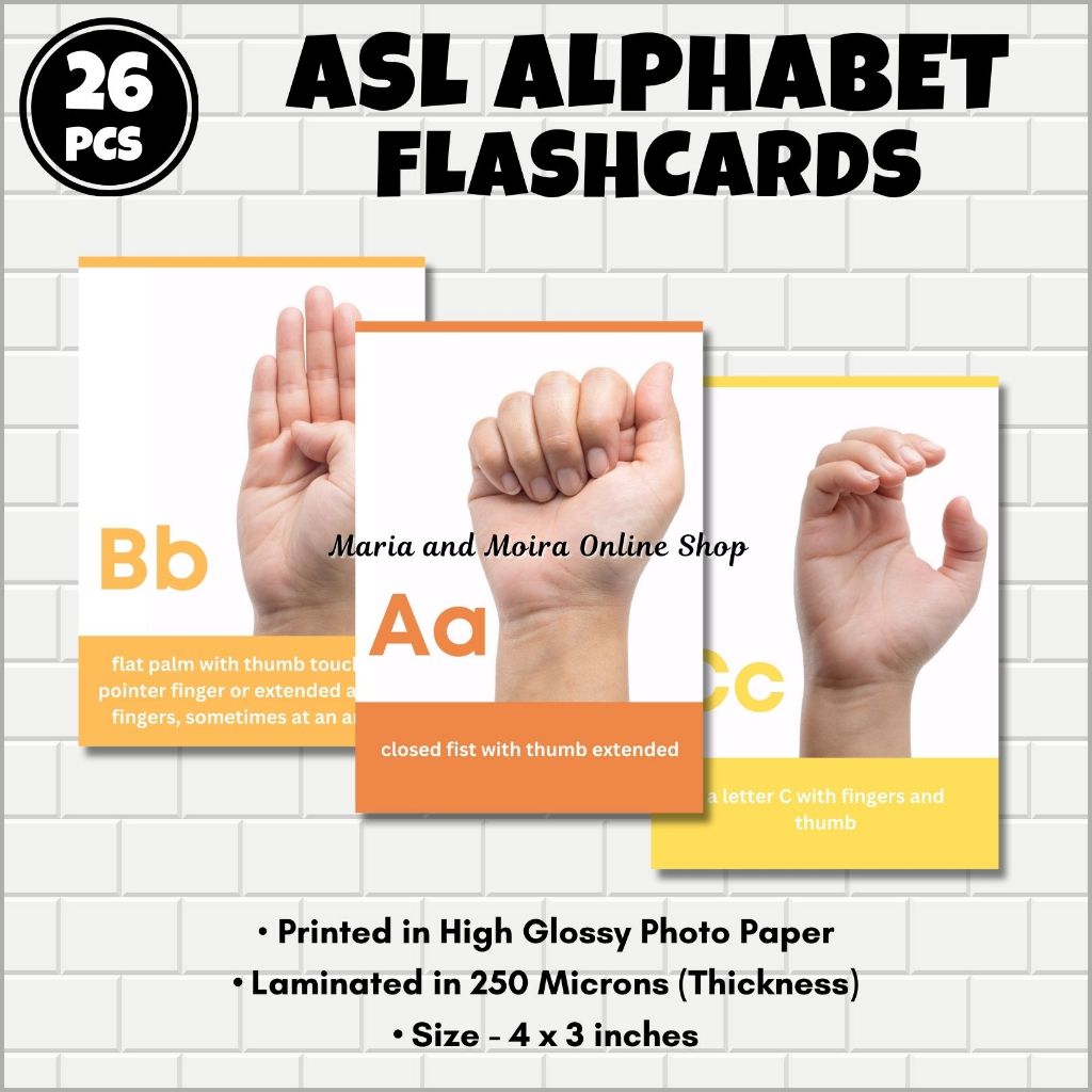 ASL ALPHABET FLASHCARDS | LAMINATED AMERICAN SIGN LANGUAGE ALPHABET ...