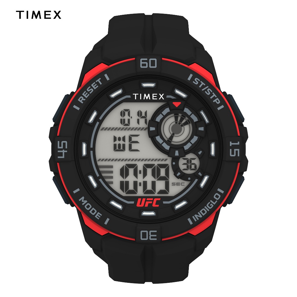 Timex Ufc Strength Black Leather Digital Digital Watch For Men ...