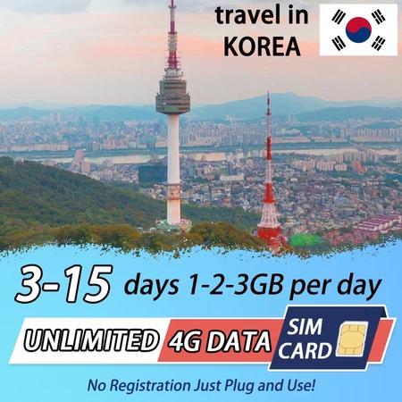 KOREA Travel Sim Card 3~15 days【Total 45GB HIGH SPEED】Unlimited Travel Data Sim Card korea sim ...