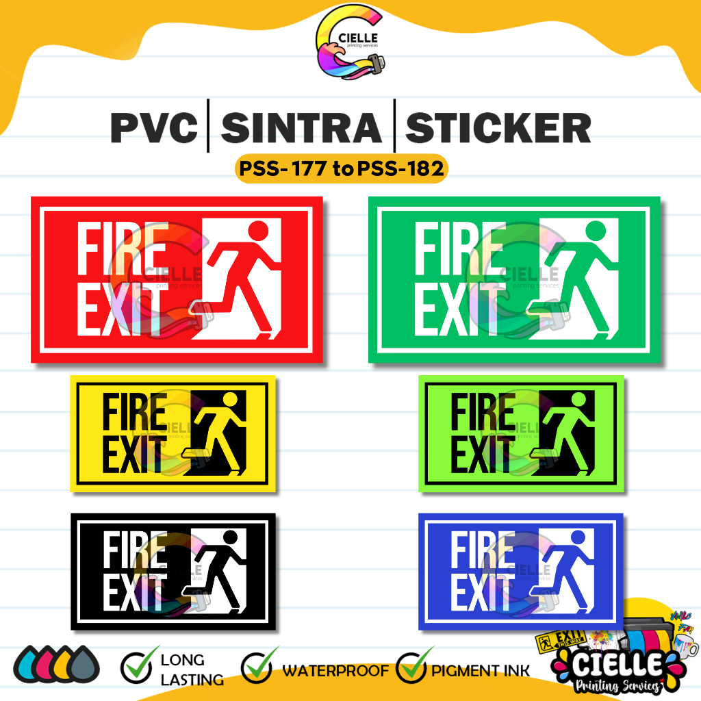 PVC │ SINTRA │ STICKER SIGNAGES (PSS-177 to PSS-182) - FIRE EXIT ...