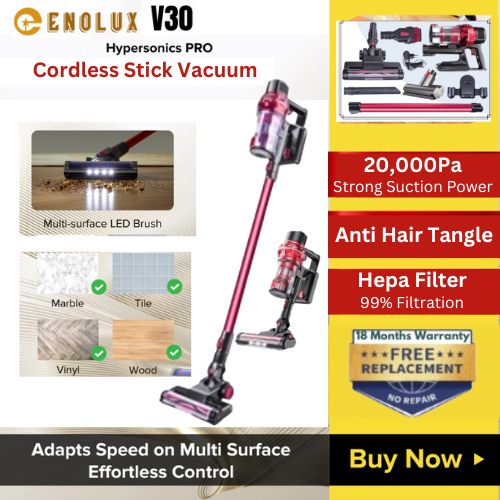 Enolux V30 Cordless Vacuum Cleaner Wireless High Power For Home/Office ...