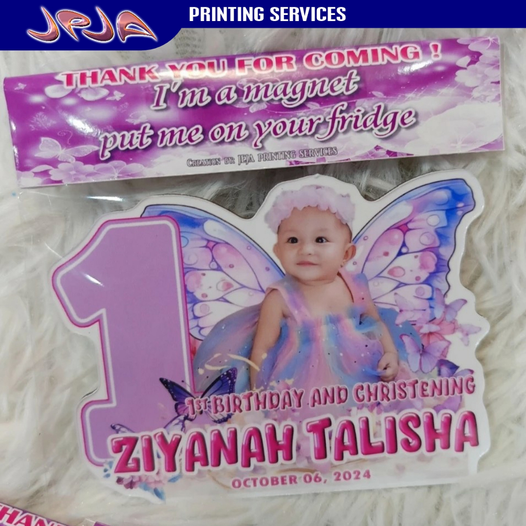 JEJA (P16/pc) Personalized Contour Cut Ref Magnet Souvenirs Baptism ...