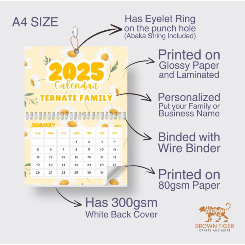 Custom Hanging calendar A4 size Laminated | Shopee Philippines
