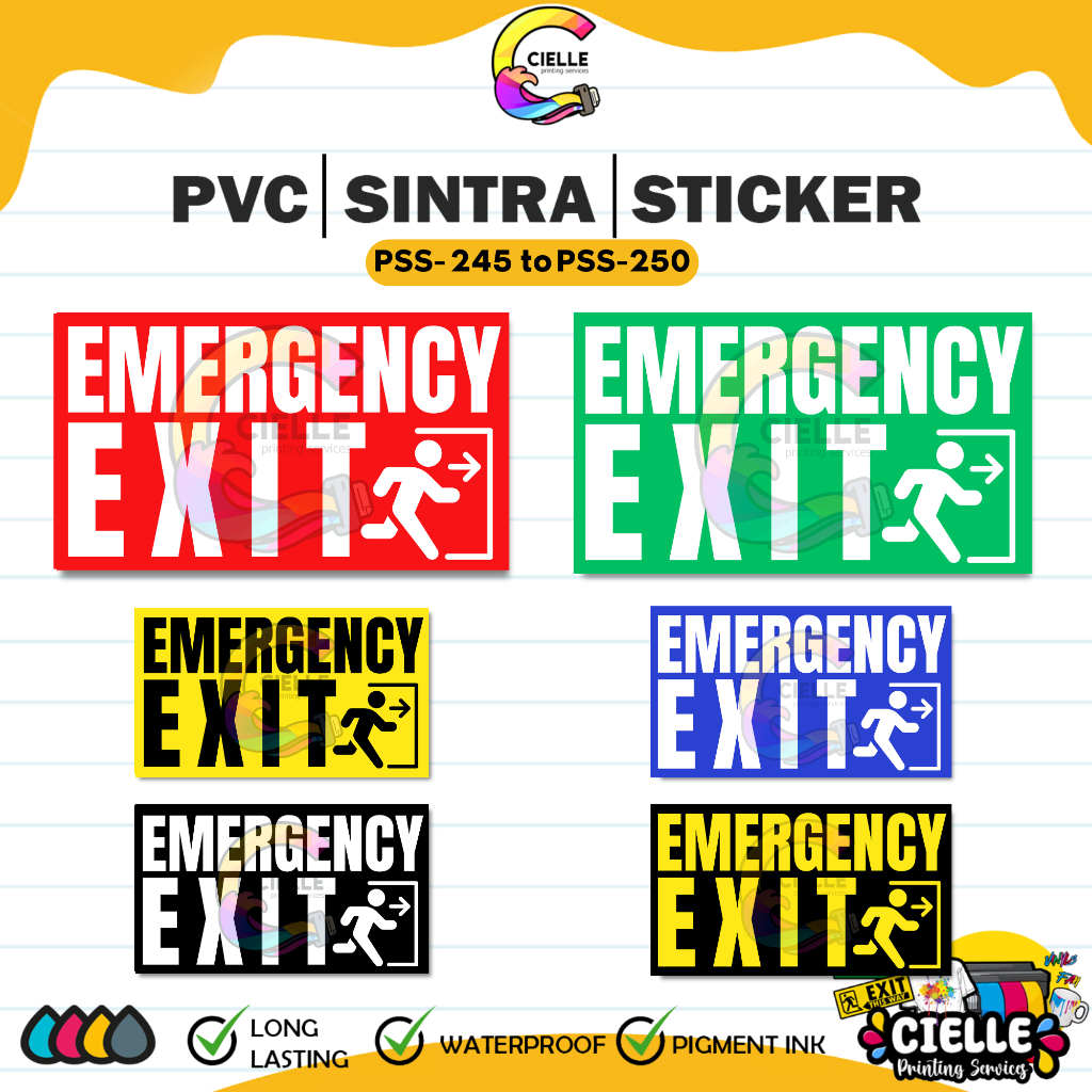 PVC │ SINTRA │ STICKER SIGNAGES (PSS-245 to PSS-250) - EMERGENCY EXIT ...
