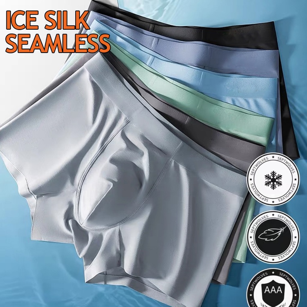 Aya shop.#4PCS boxer briefs L-4XL Men's ice silk seamless underwear ...