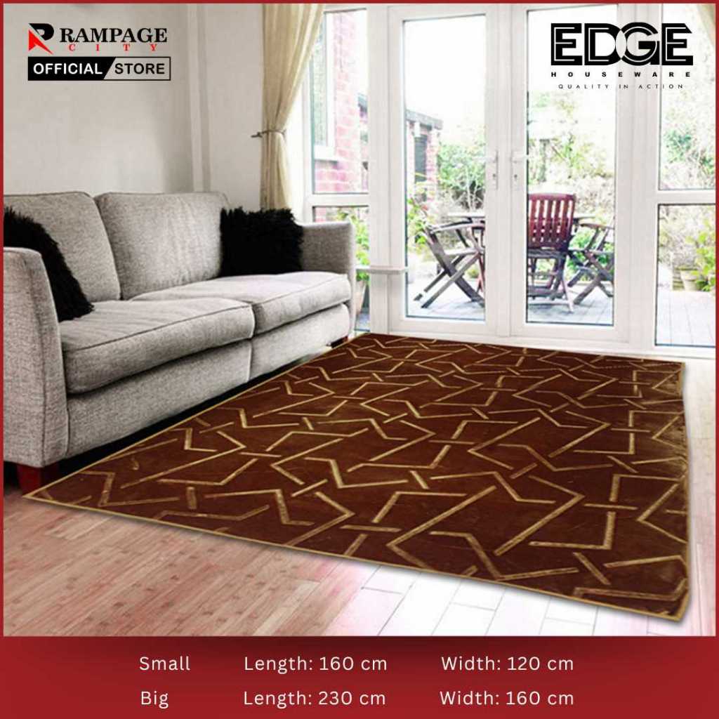 Edge - Copper Embossed Rug Carpet (Brown) Living & Bedroom Soft ...