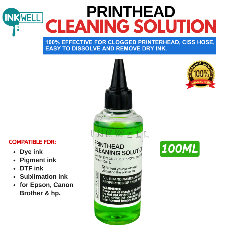 Cleaning solution 100ml Green for printhead and clogged hoses Epson Hp ...