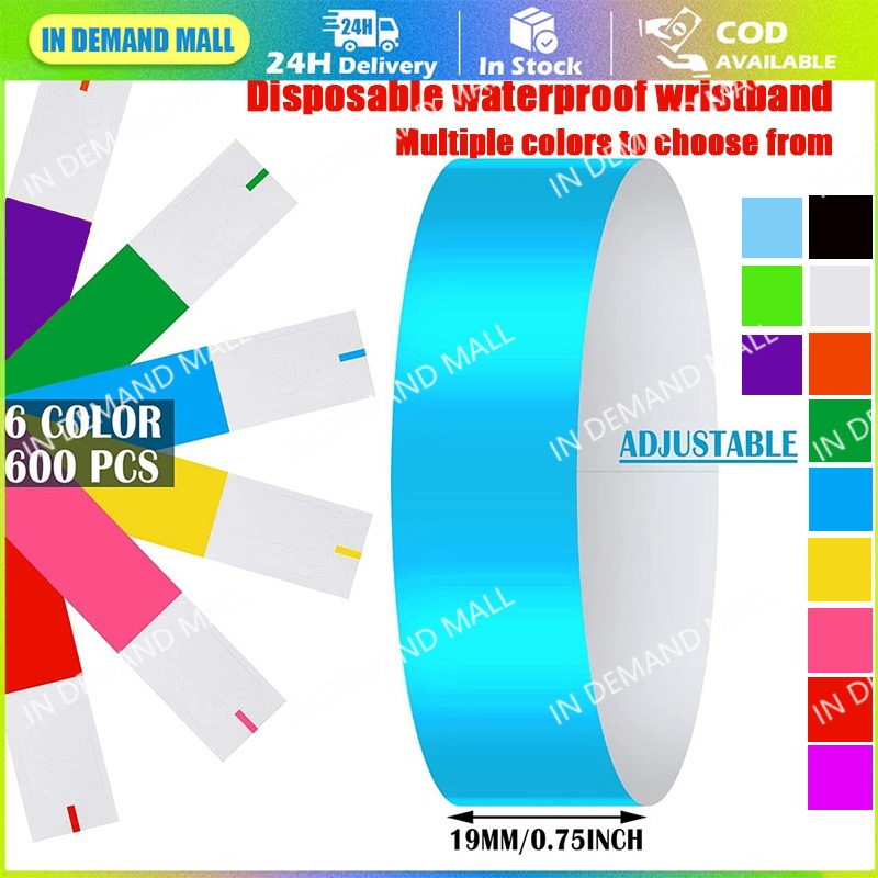 600pcs Neon Wristbands Waterproof Wristbands Disposable Events Wrist ...