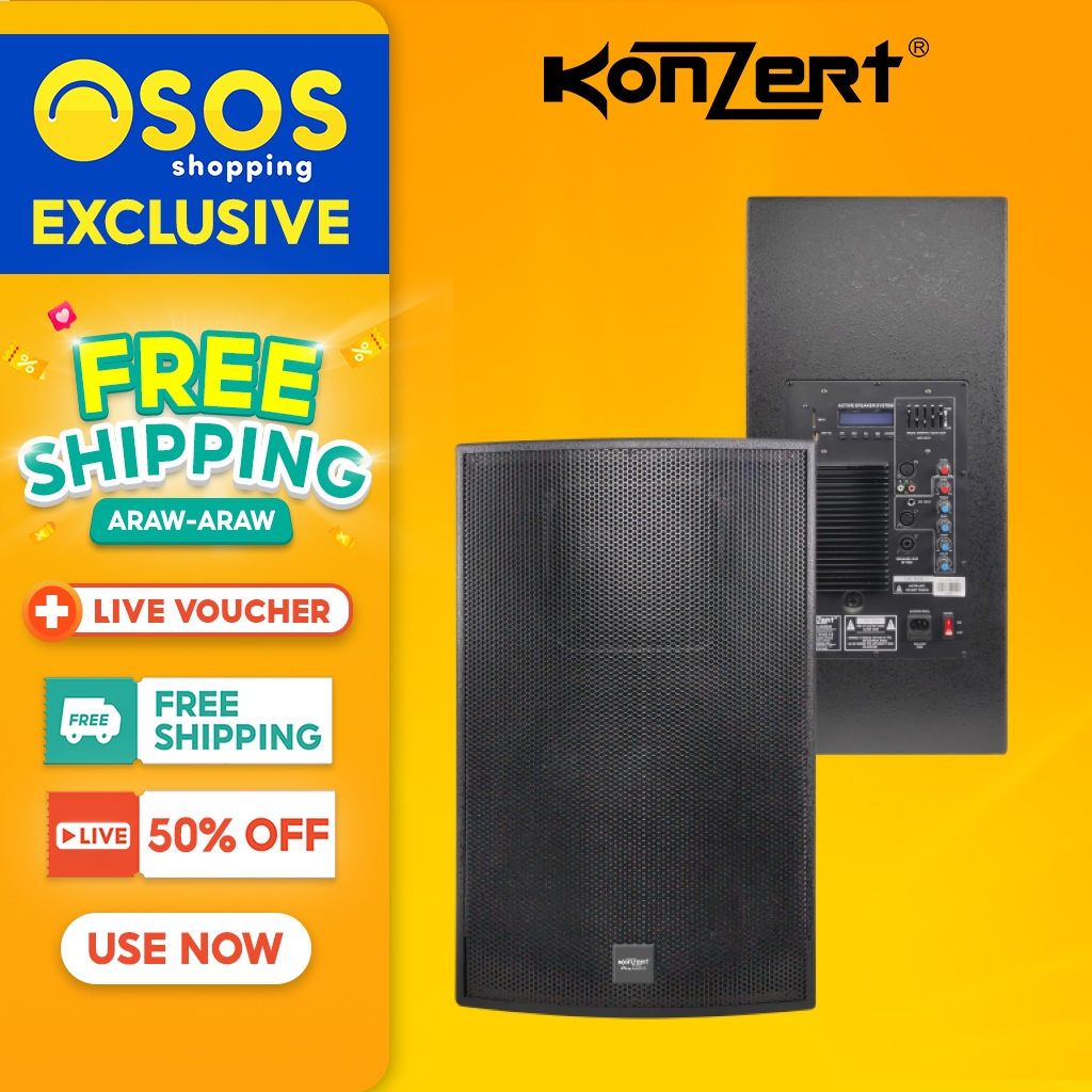 KONZERT 15" Active Speaker-5 Band EQ/USB/SD Slot/Line-In/Mic Input & BT ...