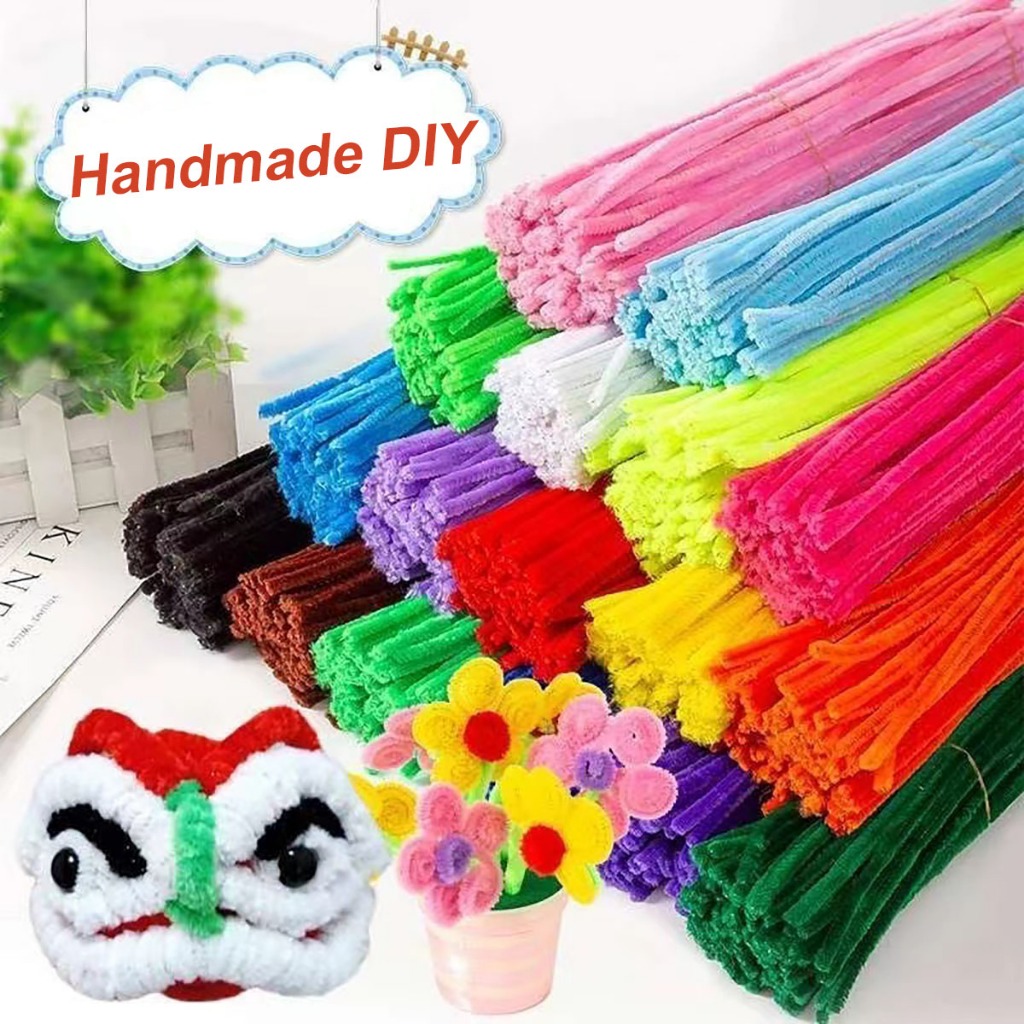 100PCS Colorful Dense Fuzzy Wire Bouquet Pipe Chenille Stem DIY ...