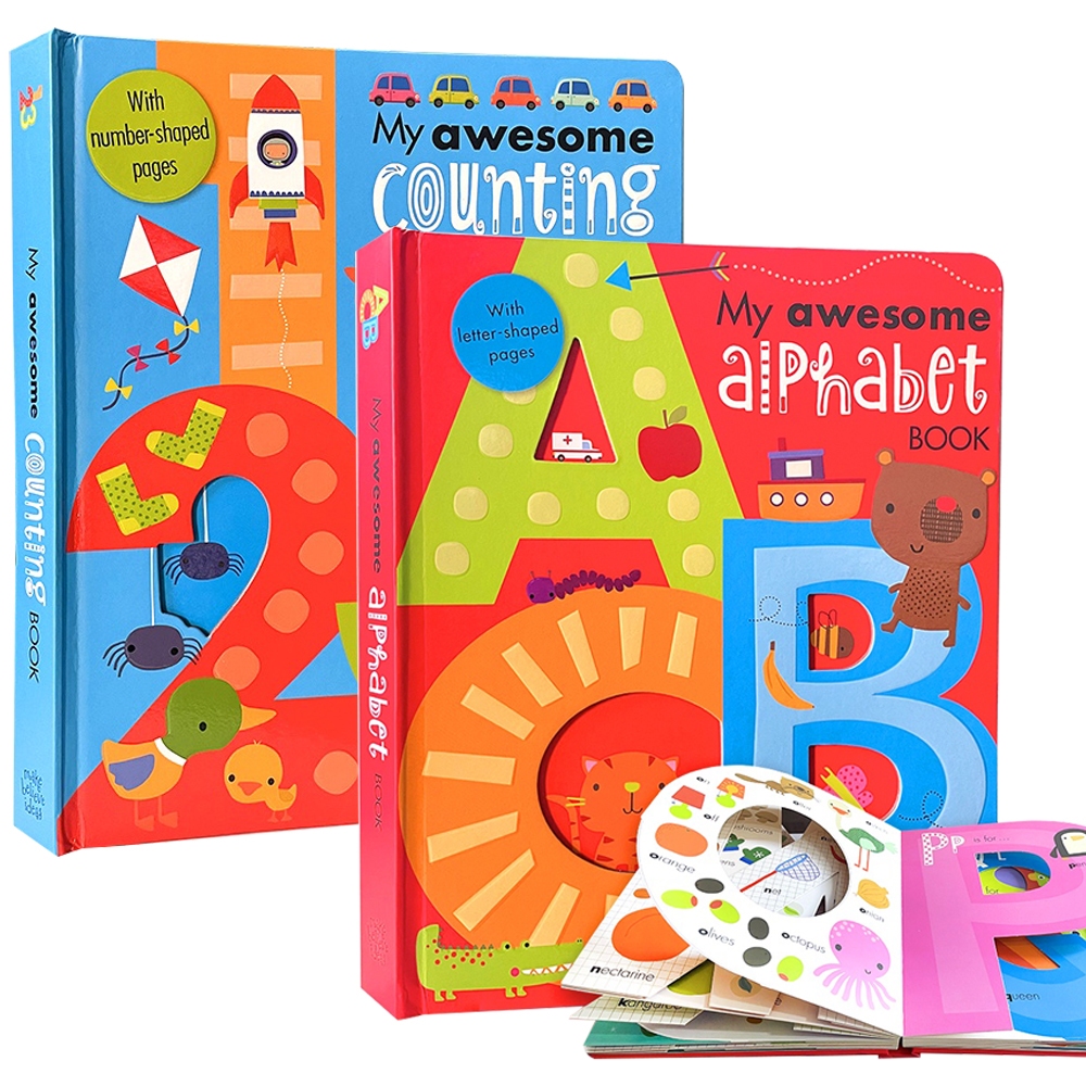 My Awesome Alphabet ABC & 123 Counting Kids Learning English Early Education Books Board Book ...