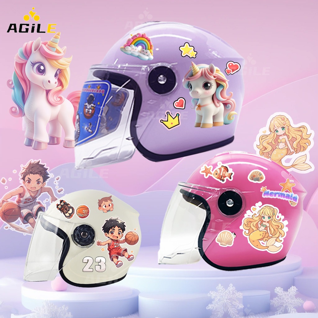 Agile Kids Motorcycle Helmet Girls Boys Colorful With Stickers Foam 2 ...