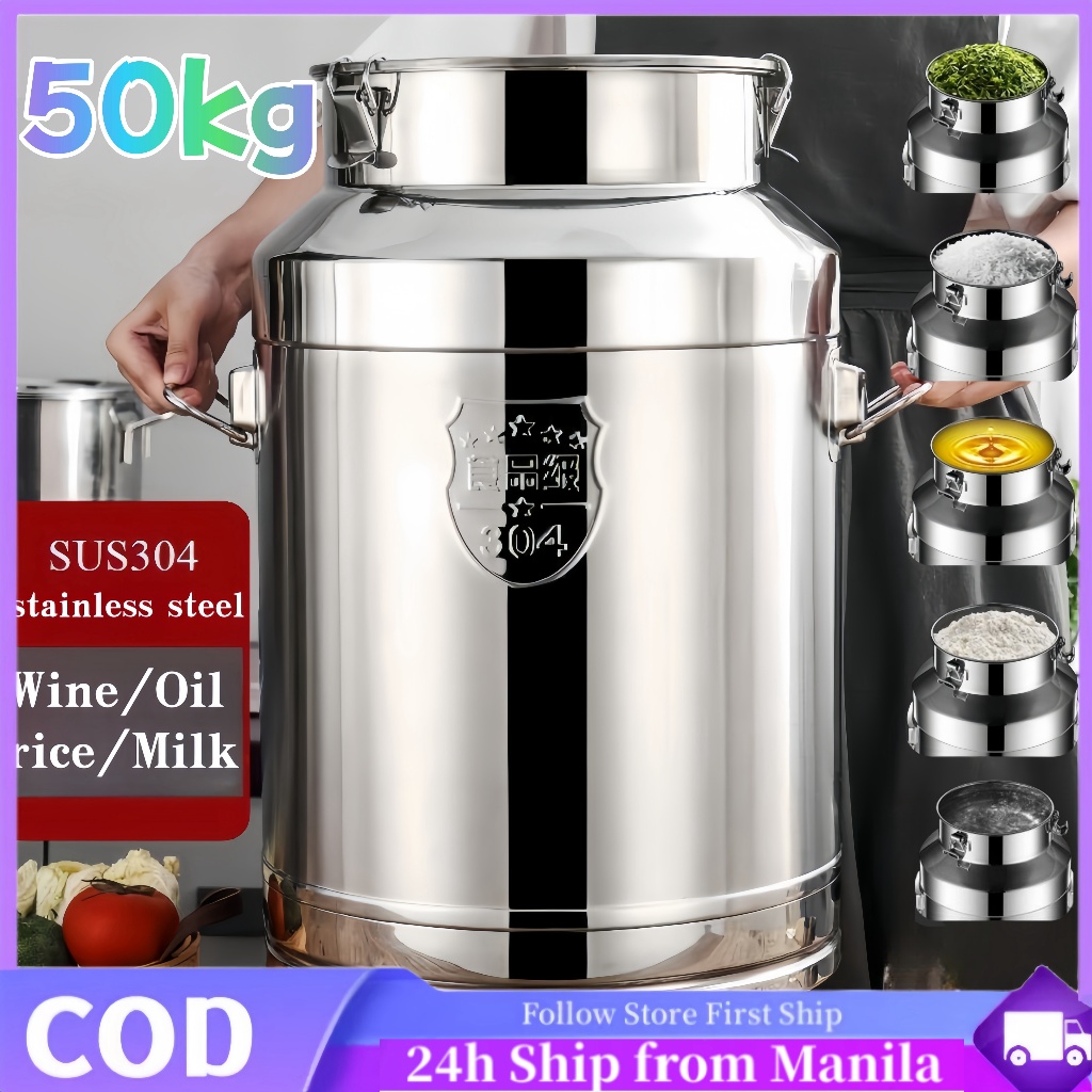 rice dispenser metal 25 kg stainless rice bucket banga lagayan ng bigas ...