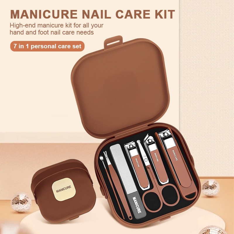 7-in-1 Nail Care Manicure Pedicure Tools Set Stainless Steel Fingernail ...