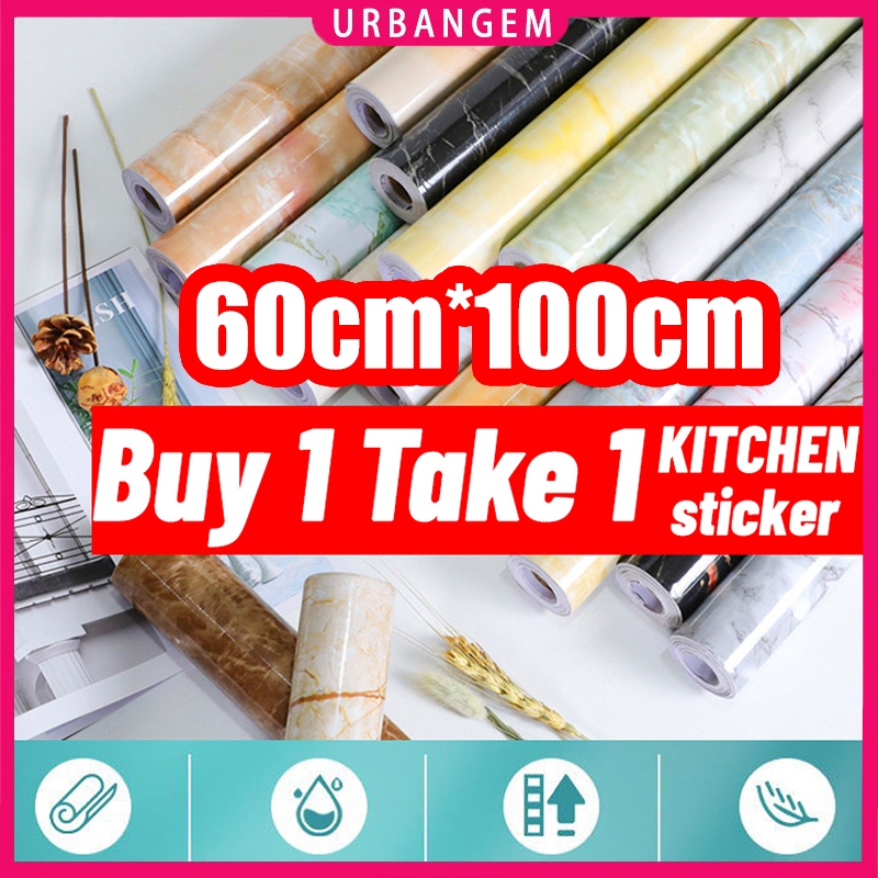 Buy 1 Take 1 Kitchen Sticker Marble Wallpaper Granite Sticker Heatproof ...