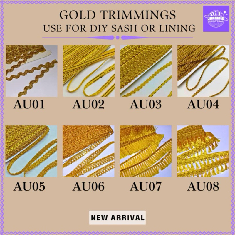 METTALIC GOLD TRIMMINGS SOLD PER YARD (36INCHES) | Shopee Philippines