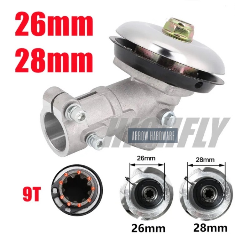 26mm/28mm 9T spline Trimmer Gearhead Gearbox Brushcutter Grass Strimmer ...