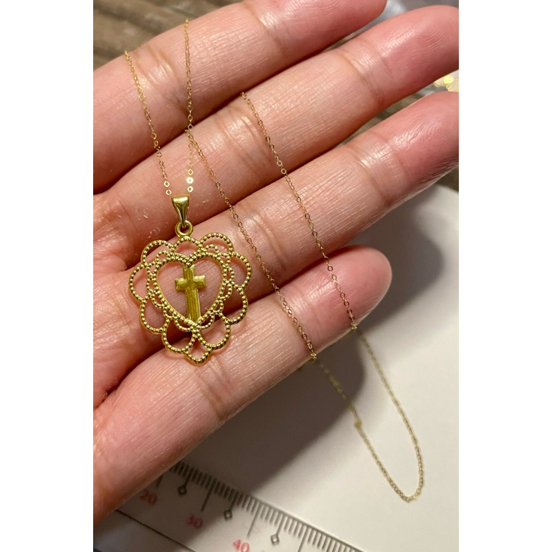 PAWNABLE 18K Saudi Gold Fine Tauco Chain with 18K Gold Stylish Heart ...