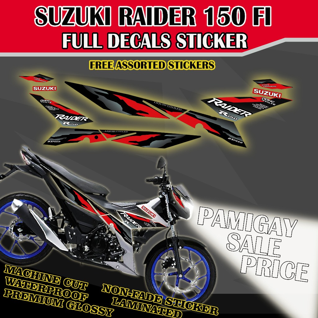 SUZUKI RAIDER 150 FI FULL DECALS STICKER / RAIDER 150 DECALS / RAIDER ...