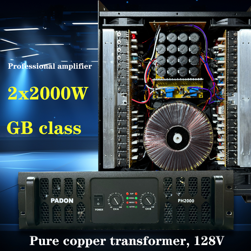 padon Professional amplifier, Two channels. high-power, audio amplifier, 8 ohms GB class 2000w*2 ...