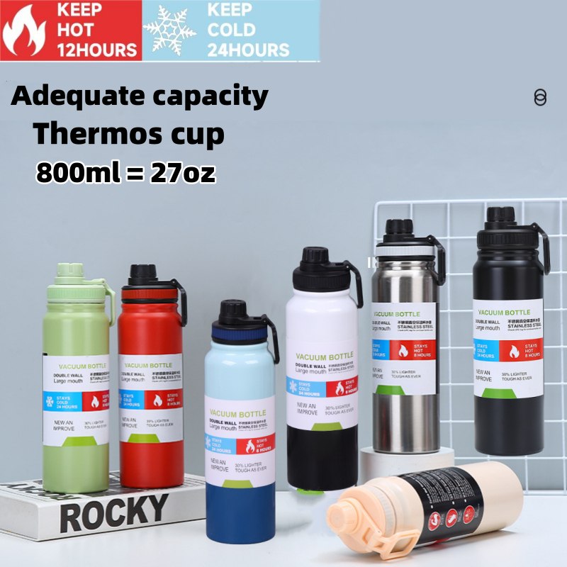 800ml Stainless Steel Thermos Cup hot and cold Sport Water Bottle tumbler Insulated Vacuum Flask ...