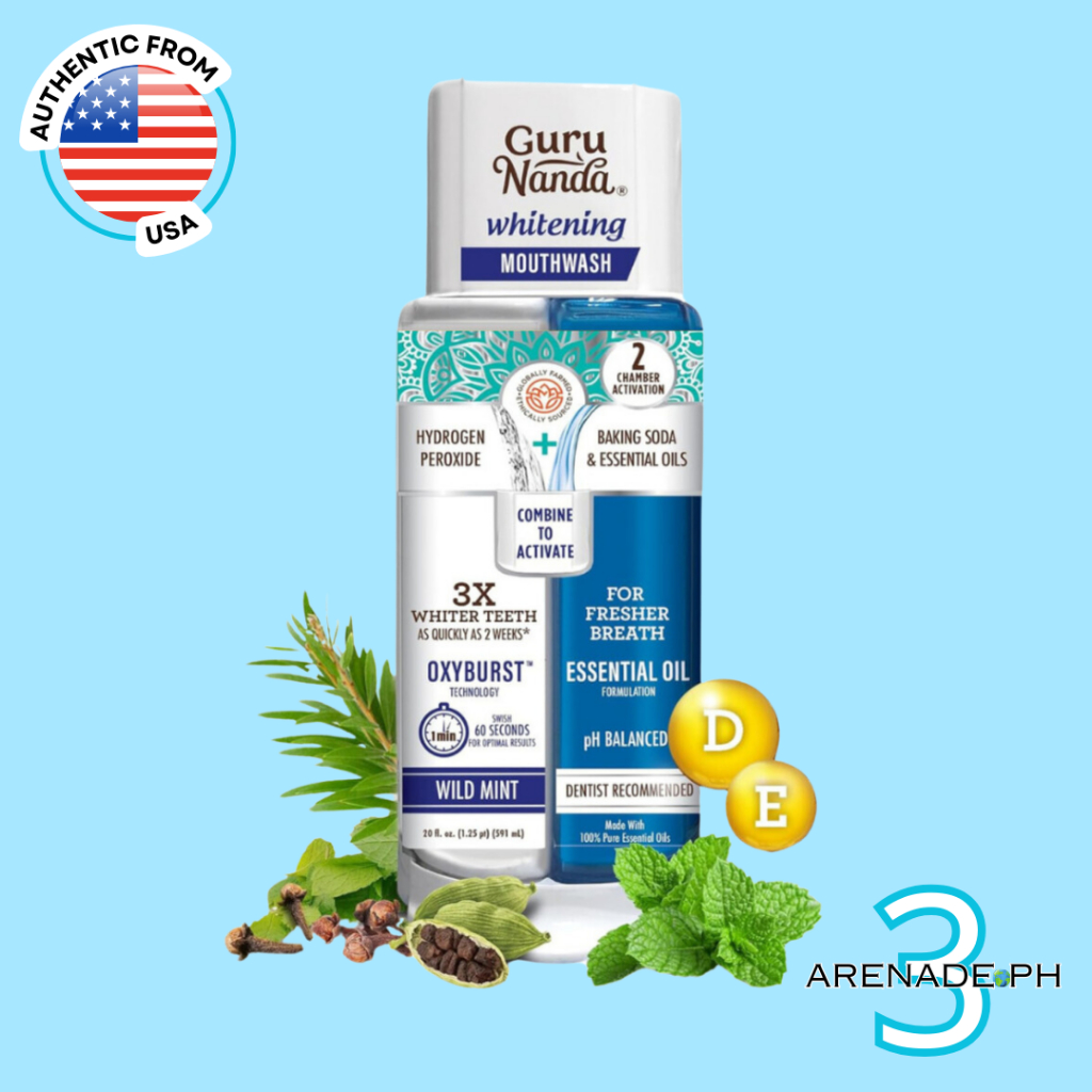Guru Nanda Whitening Mouthwash 2 Chamber Activation Wild Mint 20 fl oz ...
