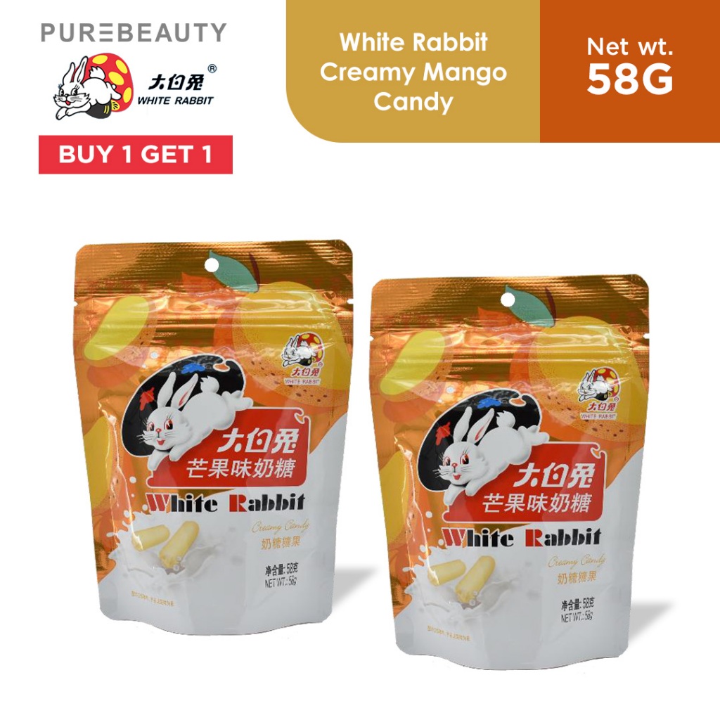 (BUY 1 GET1) White Rabbit Mango Flavor Creamy Candy - 100% Original 58g ...