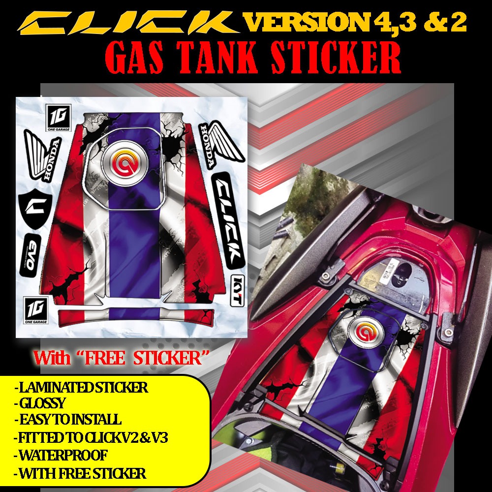 HONDA CLICK VERSION 4 & VERSION 3 & VERSION 2 GAS TANK STICKER /HONDA ...