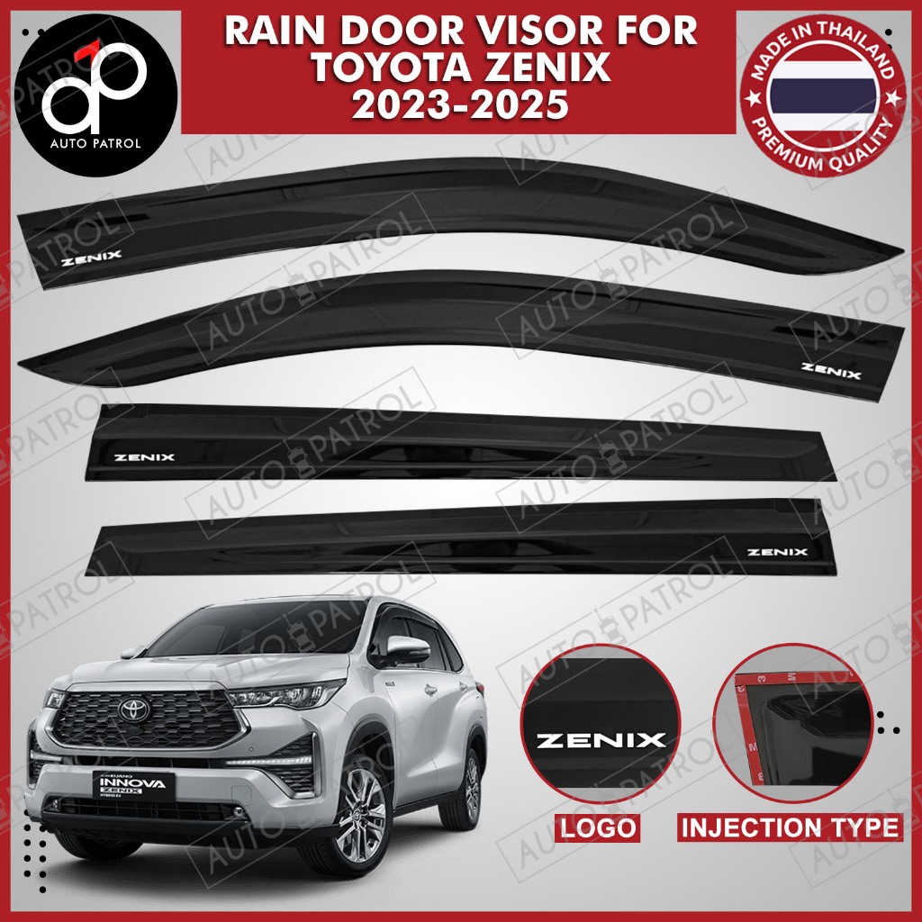 TOYOTA ZENIX 2023-2025 Window Door Rain Visor Black (INJECTION TYPE ...