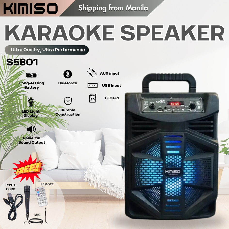 KIMISO S5801 Portable Bluetooth Karaoke Speaker: Bluetooth Connectivity ...