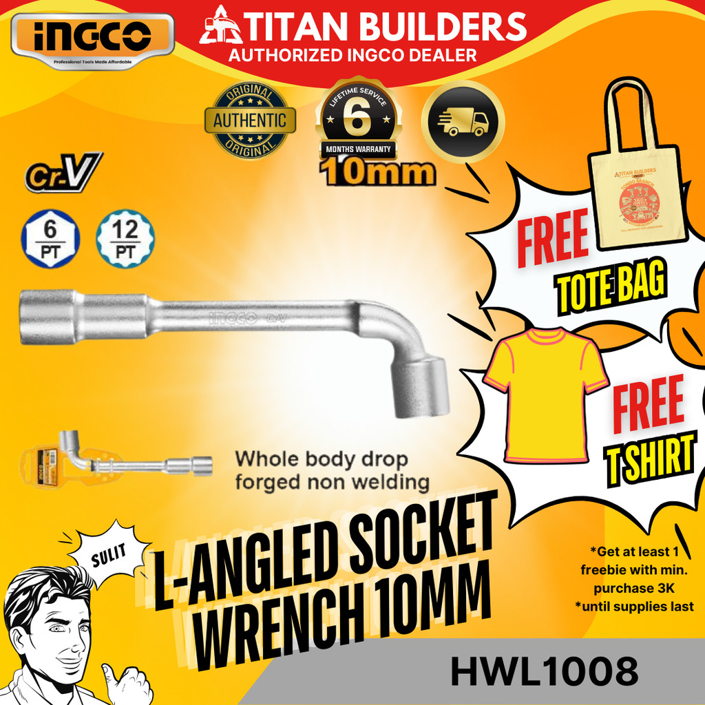 Ingco by Titan L-Angled Socket Wrench 10mm Cr-V Steel Drop Forged Non-Welding | Shopee Philippines