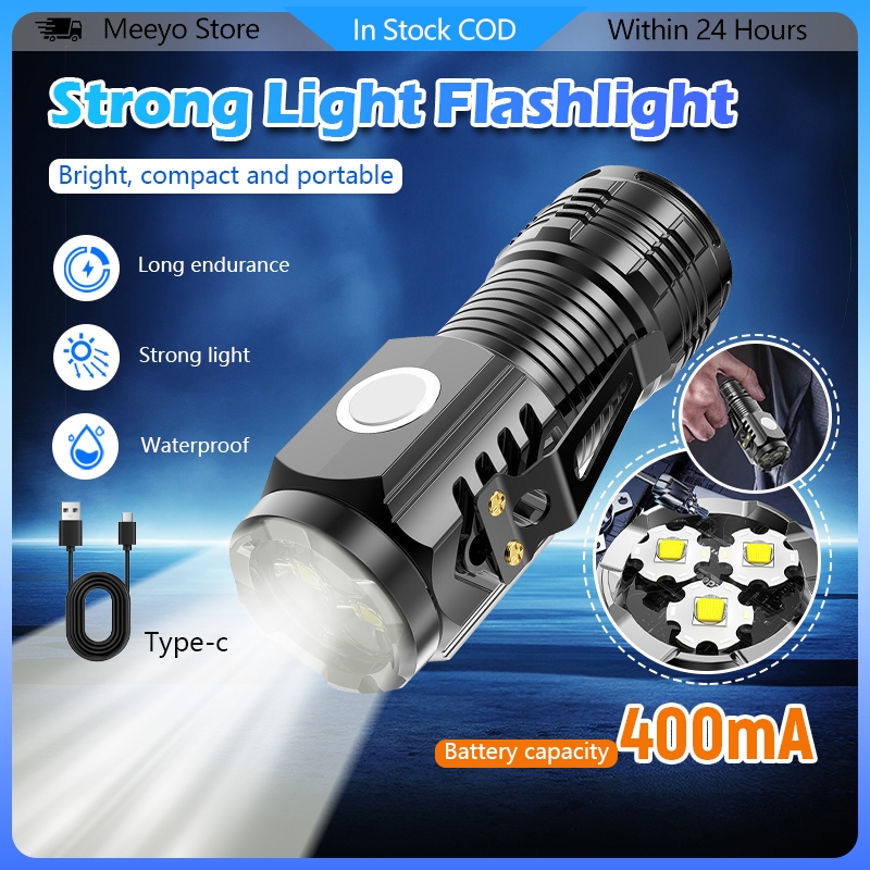 Mini Flashlight Rechargeable Waterproof Type-C USB Charge 5 Modes ...