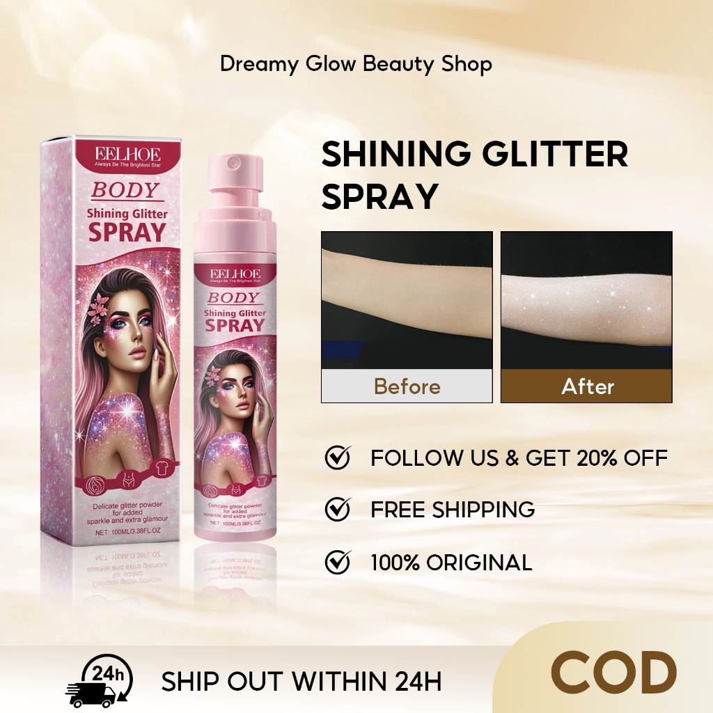 EELHOE Shining Glitter Spray 100ml Hair Highlight Powder Body Shine ...