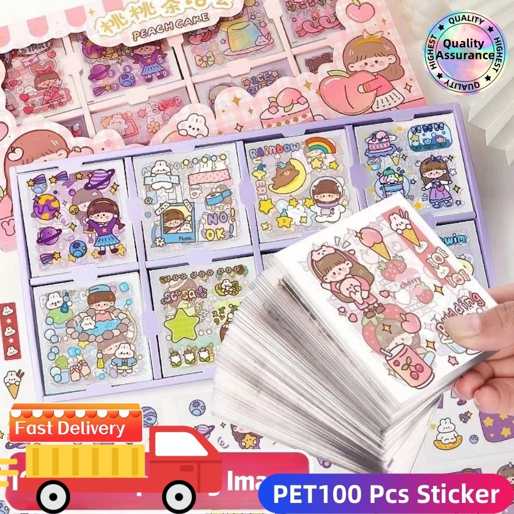 PET100 Pcs Sticker Cute Diary Sticker Scrapbook Design Girls Sticker ...