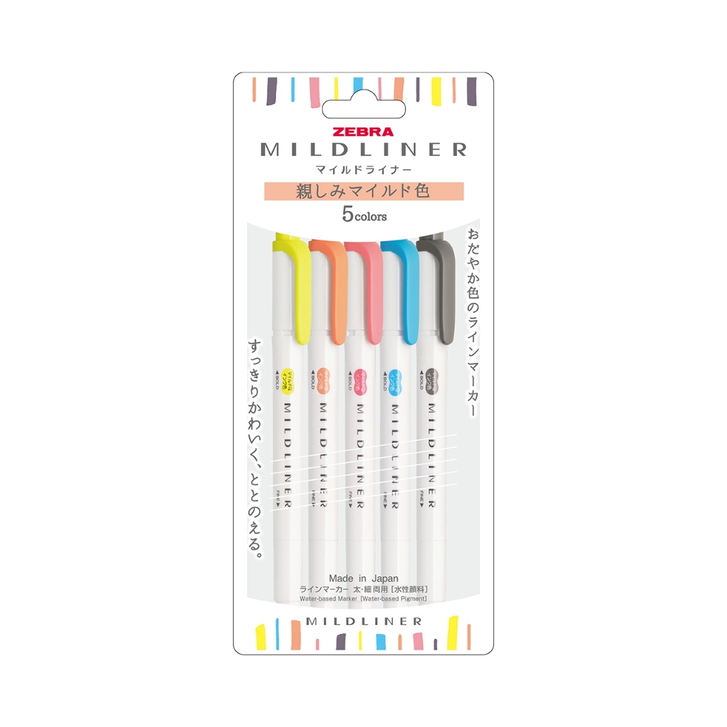 ZEBRA MILDLINER Double Tip Pack of 5, 5C-N5 | Shopee Philippines