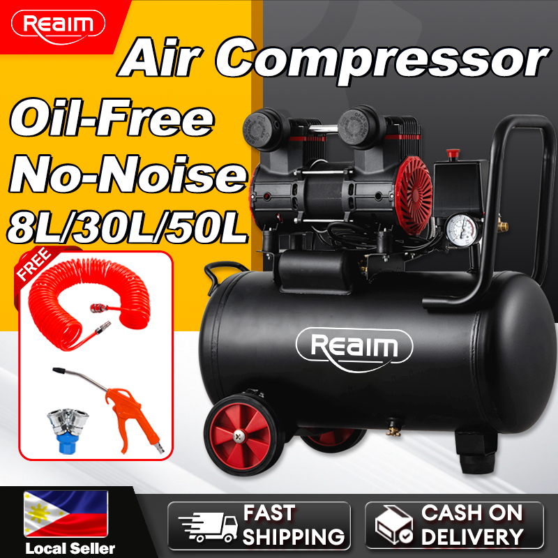 REAIM Air Compressor Portable Heavy Duty Oil-Free Silent 1100W/2200W 8L ...