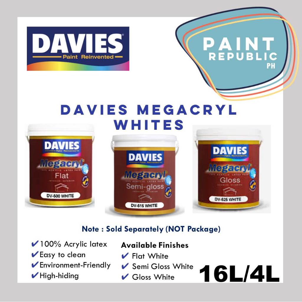 DAVIES Megacryl Whites - Flat/Gloss/Semi-Gloss White | Shopee Philippines