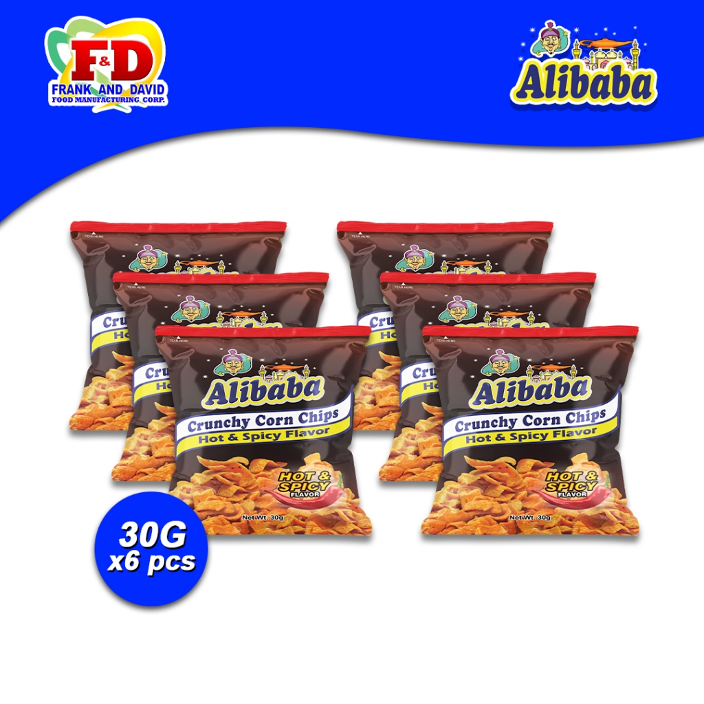 Alibaba Crunchy Corn Chips - Hot and Spicy Flavor 30 grams x 6 pcs ...