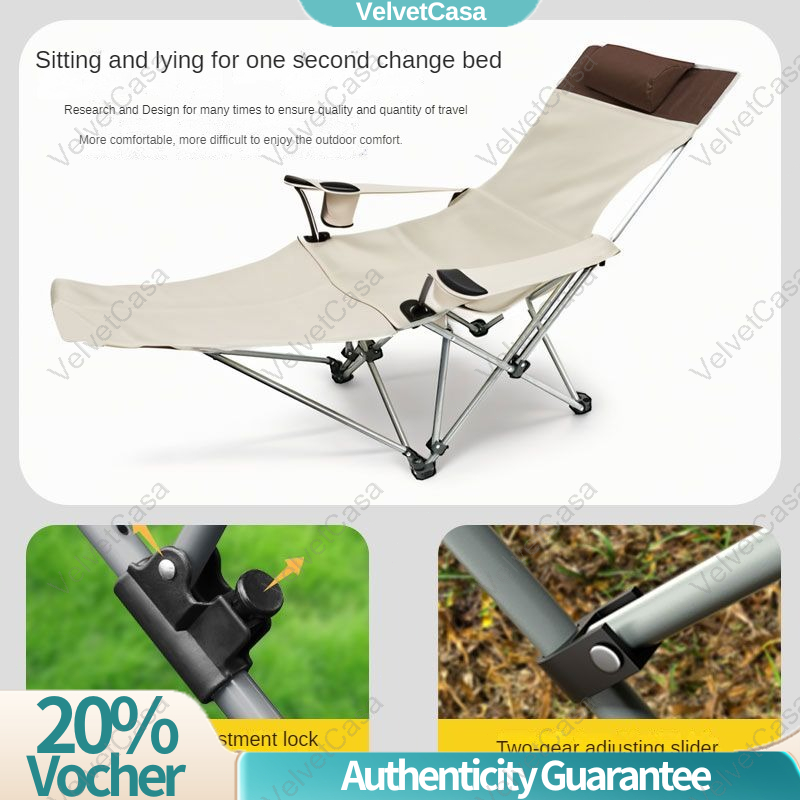 VelvetCasa Steel Pipe Camping Chair Outdoor Sleeping Chair Foldable ...