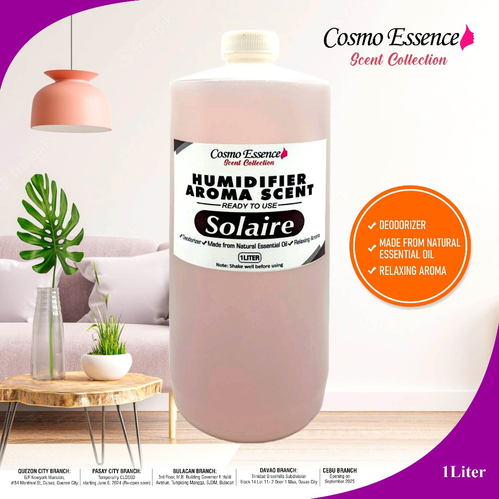 Solaire Hotel Scent Inspired 1L Humidifier ready to use Scent | Shopee ...