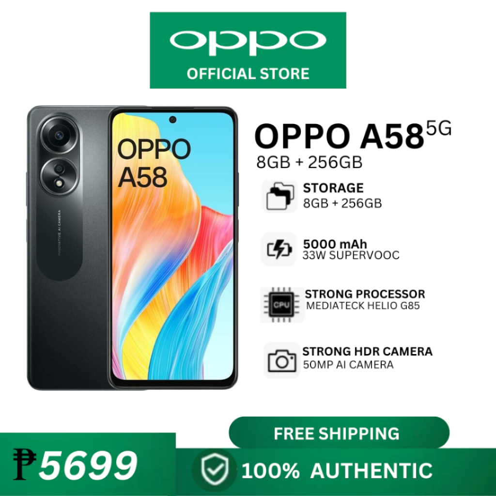 OPPO A58 5G 8GB RAM+256GB ROM Cellphone | 6.56" Display | 50MP Camera ...