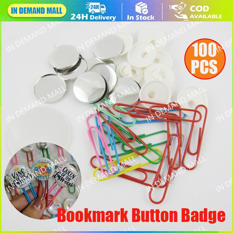 [COD]100pcs/PKG 25mm Bookmark Button Badges Paper Clip DIY button badge ...
