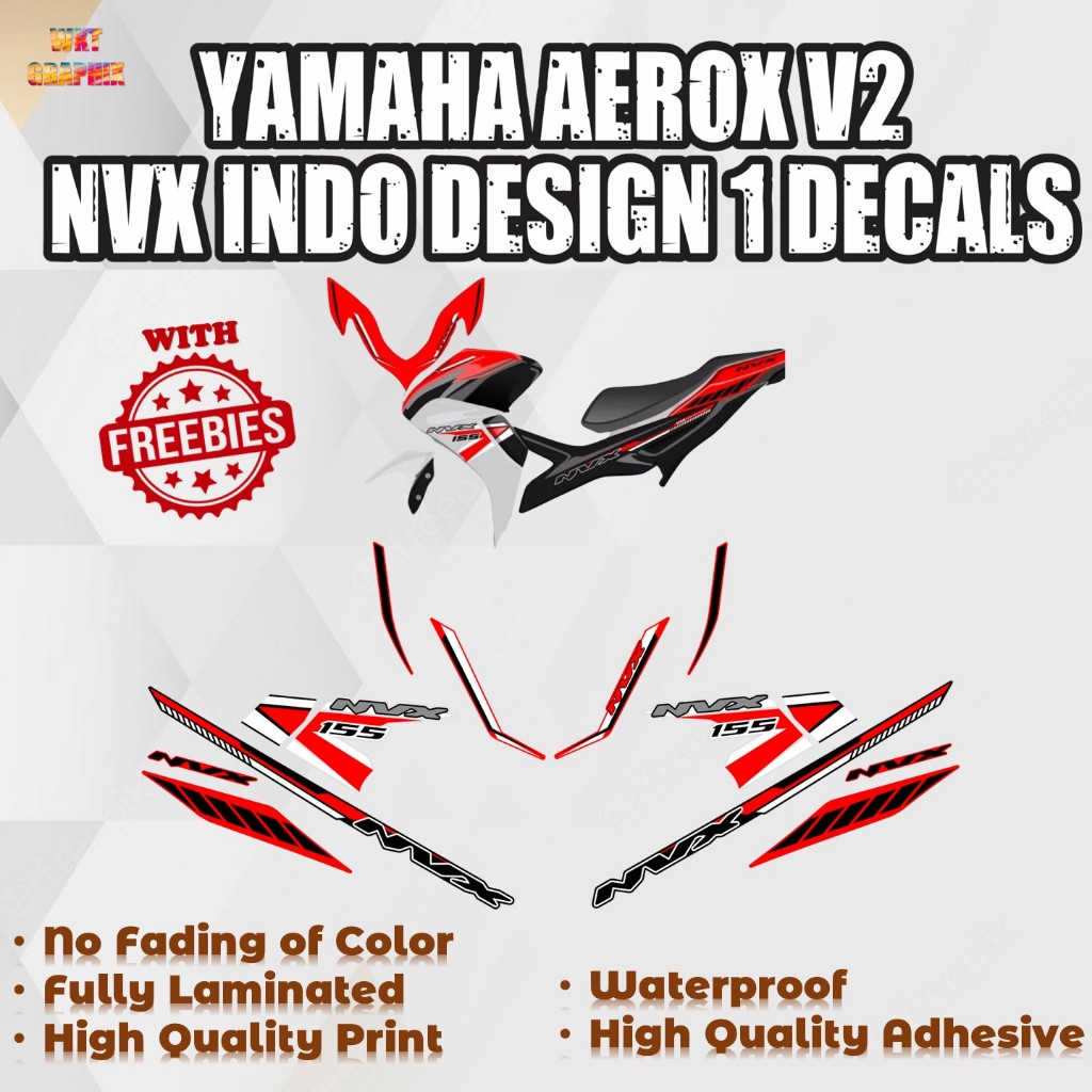 YAMAHA AEROX V2 NVX INDO DESIGN 1 DECALS (WATERPROOF, LAMINATED, FADE ...