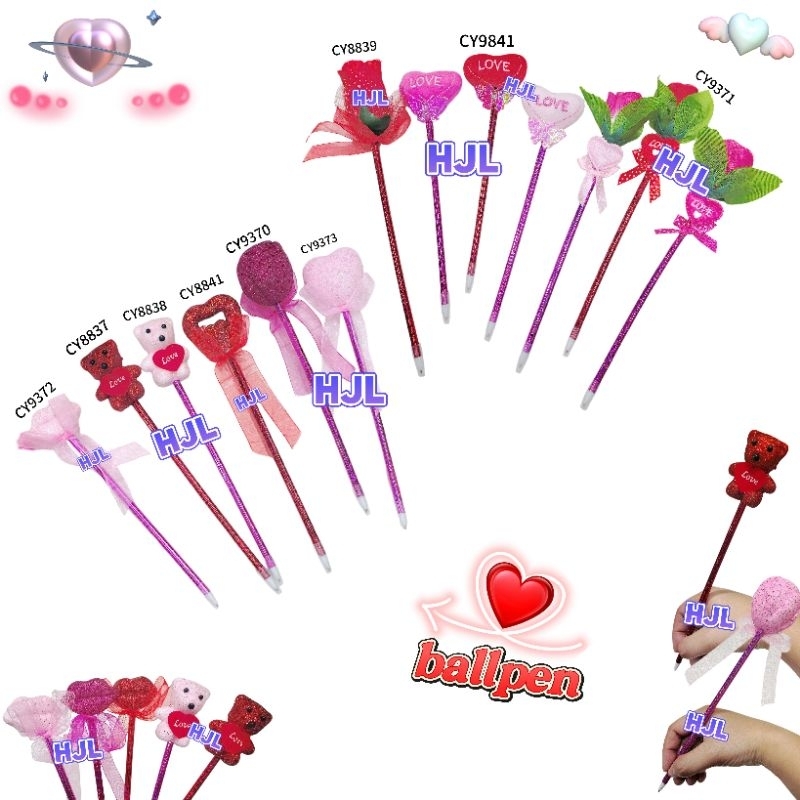 12 pcs Valentine's Day Ballpoint Pens Rose Lips Heart Shape Peach Heart ...