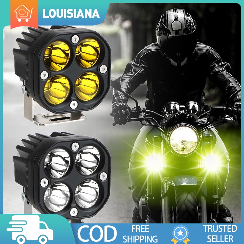 Motorcycle Driving Fog Lights Spotlight Universal 40W White&Yellow Mini ...